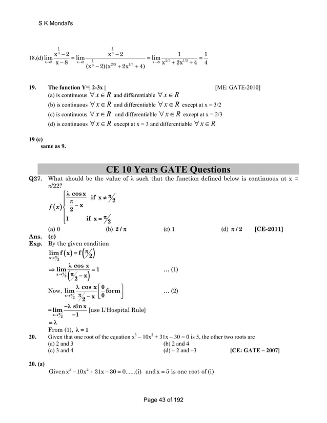 Gate mathematics chapter wise all gate questions of all branch | PDF