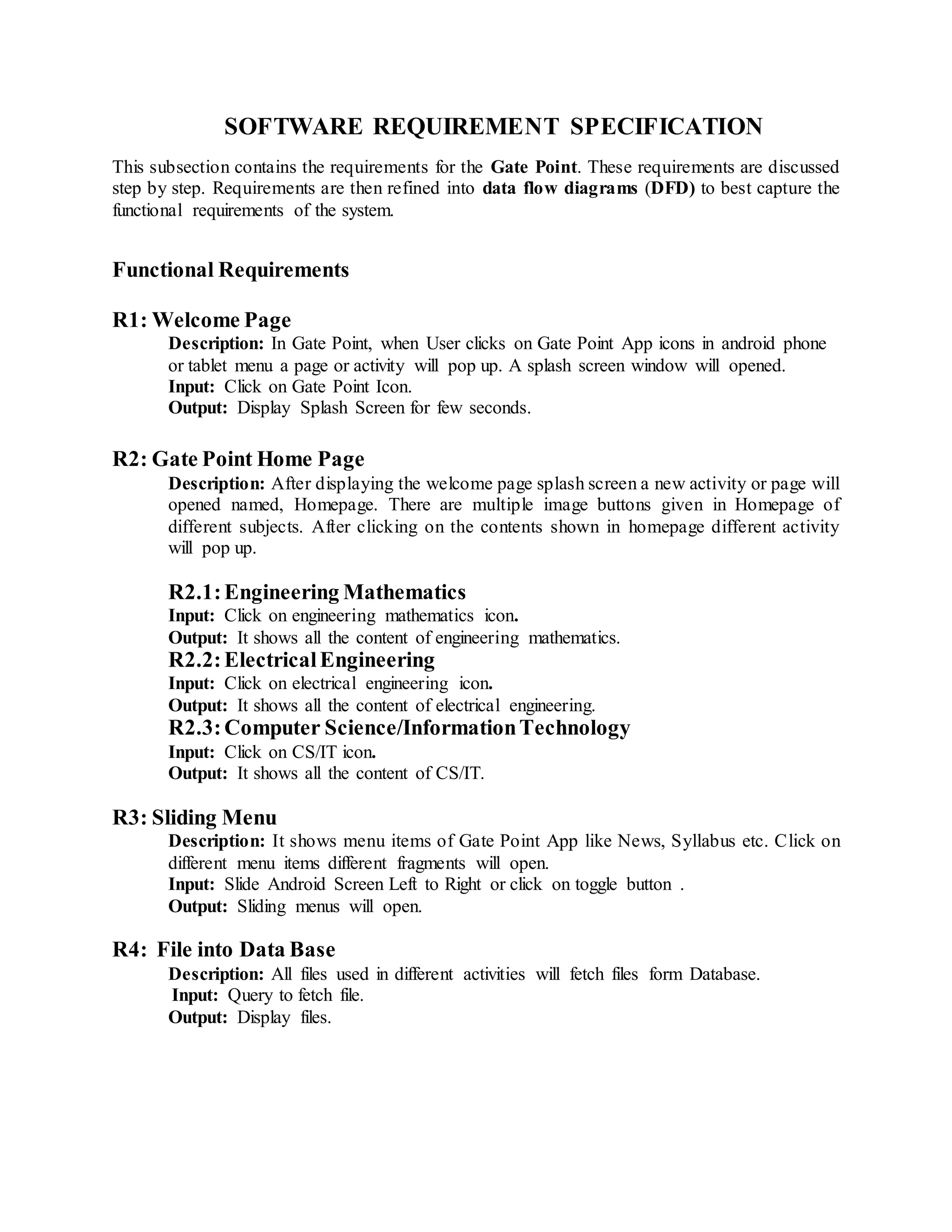 SOFTWARE REQUIREMENT SPECIFICATION FOR PROJECT | PDF