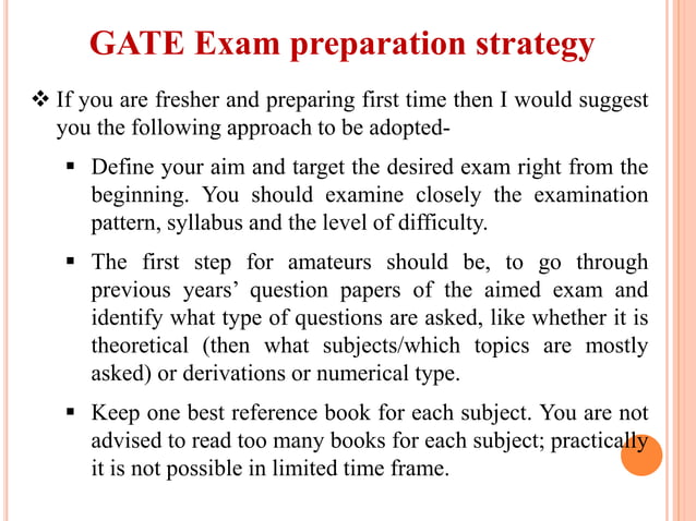GATE Exam preparation strategy | PPTX | Postgraduate Education ...