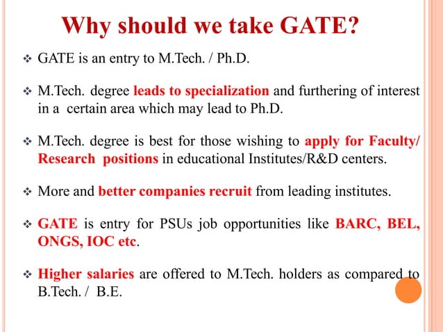 GATE Exam preparation strategy | PPTX | Postgraduate Education ...