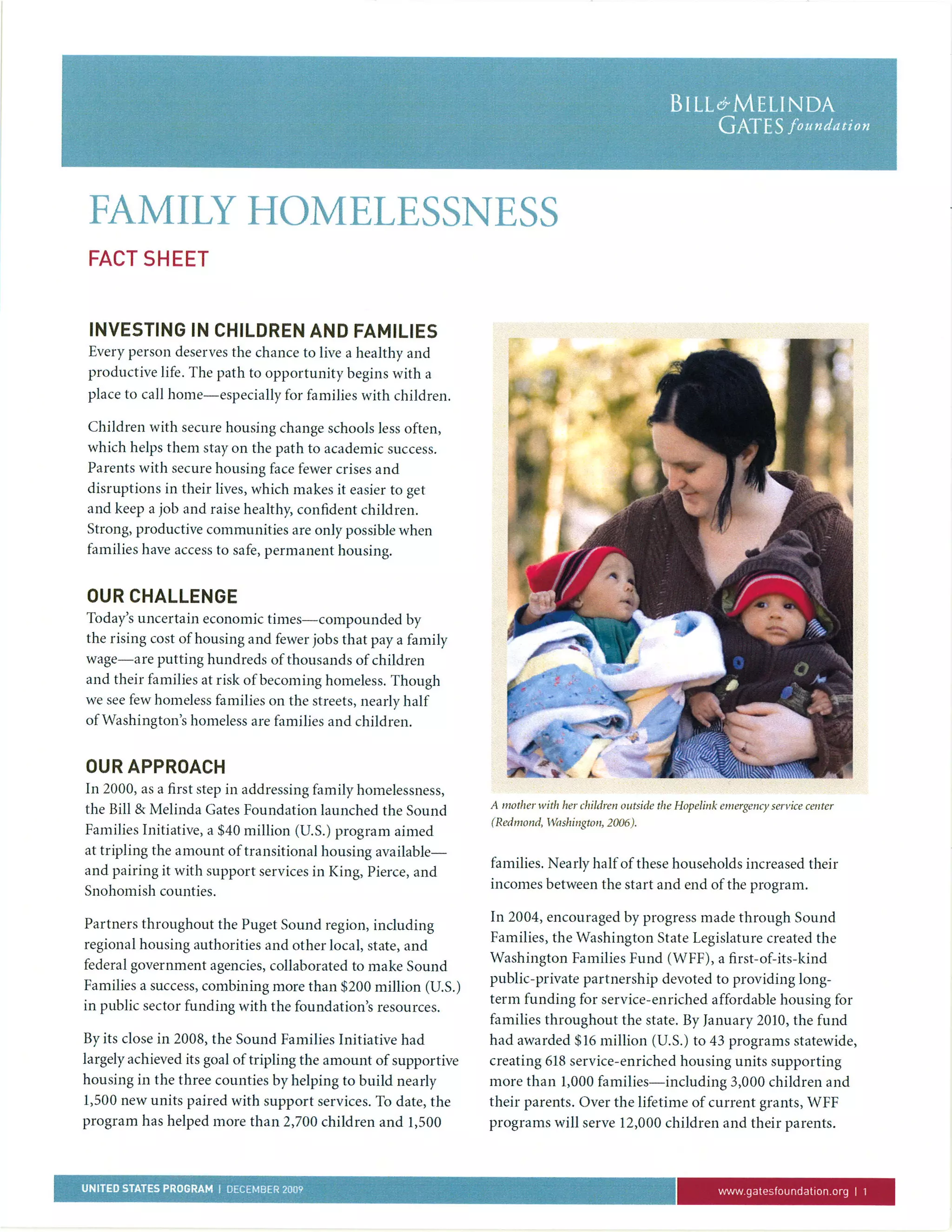 Gates Family Homelessness Fact Sheet | PDF