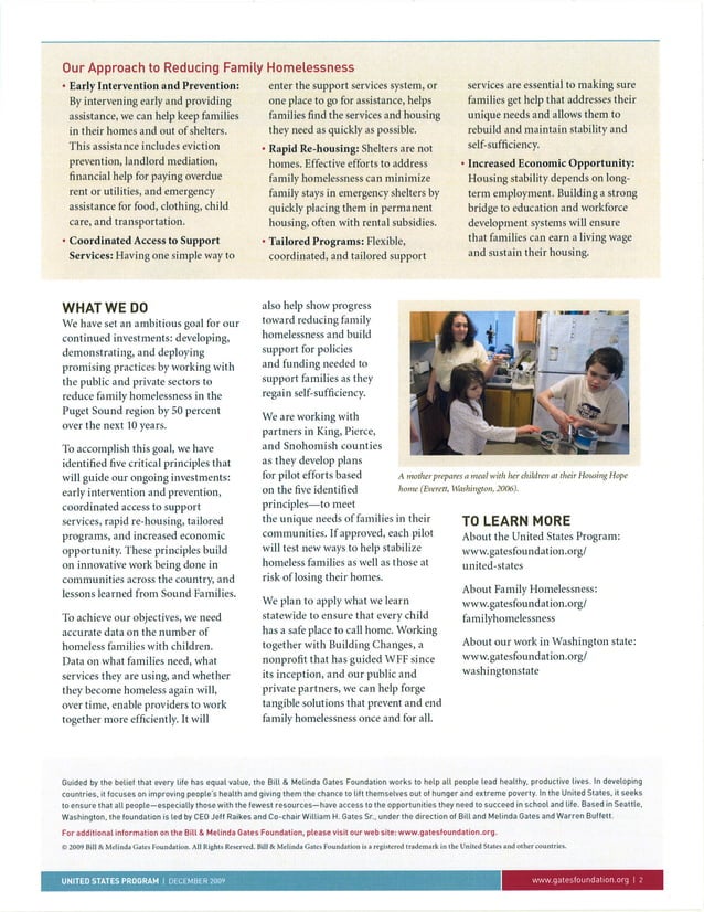Gates Family Homelessness Fact Sheet | PDF