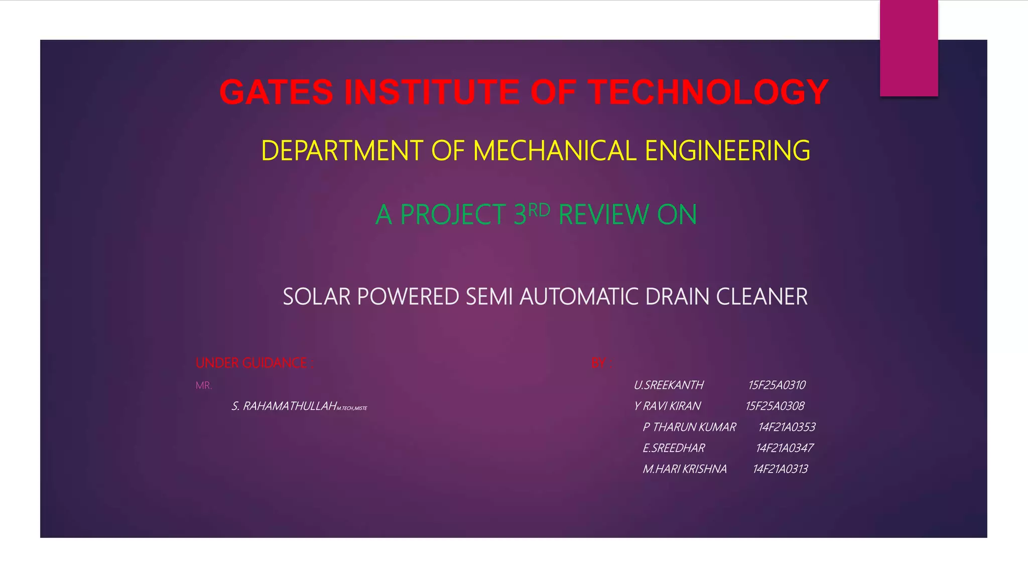 AUTOMATIC DRAIN CLEANER | PPTX