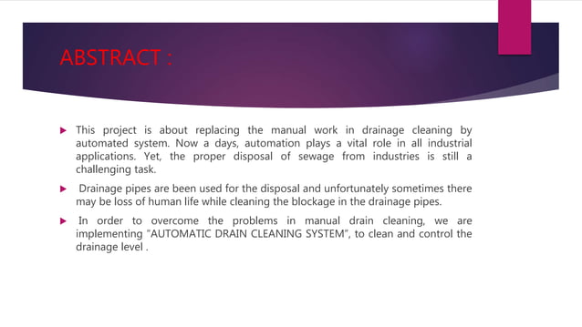 AUTOMATIC DRAIN CLEANER | PPTX