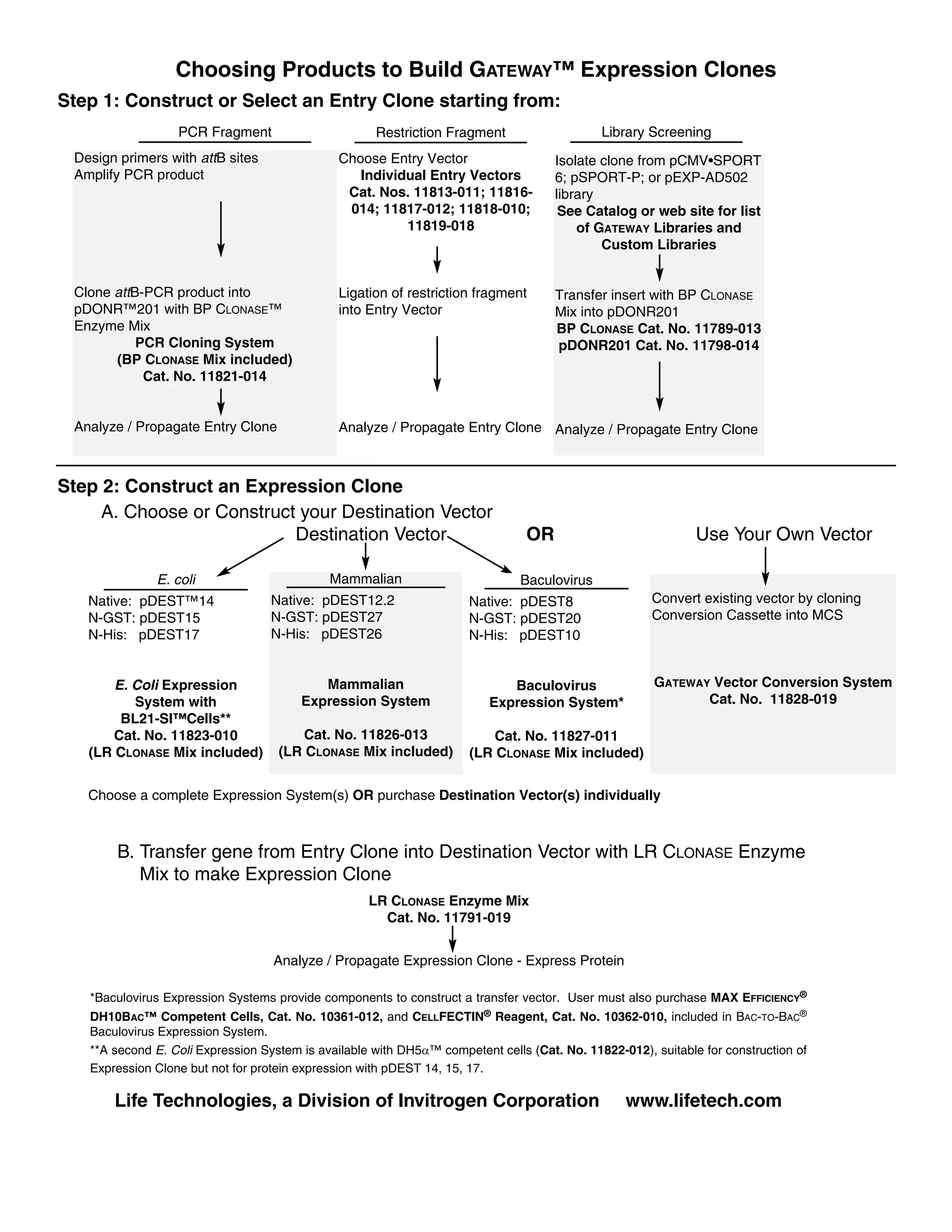 Gateway Cloning Technology - Instruction Manual | PDF