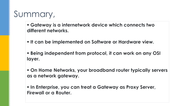 Gateway Networking | PPTX | Computer Networking | Computing