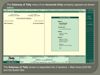 Gateway of tally screen (accounts only) | PPSX