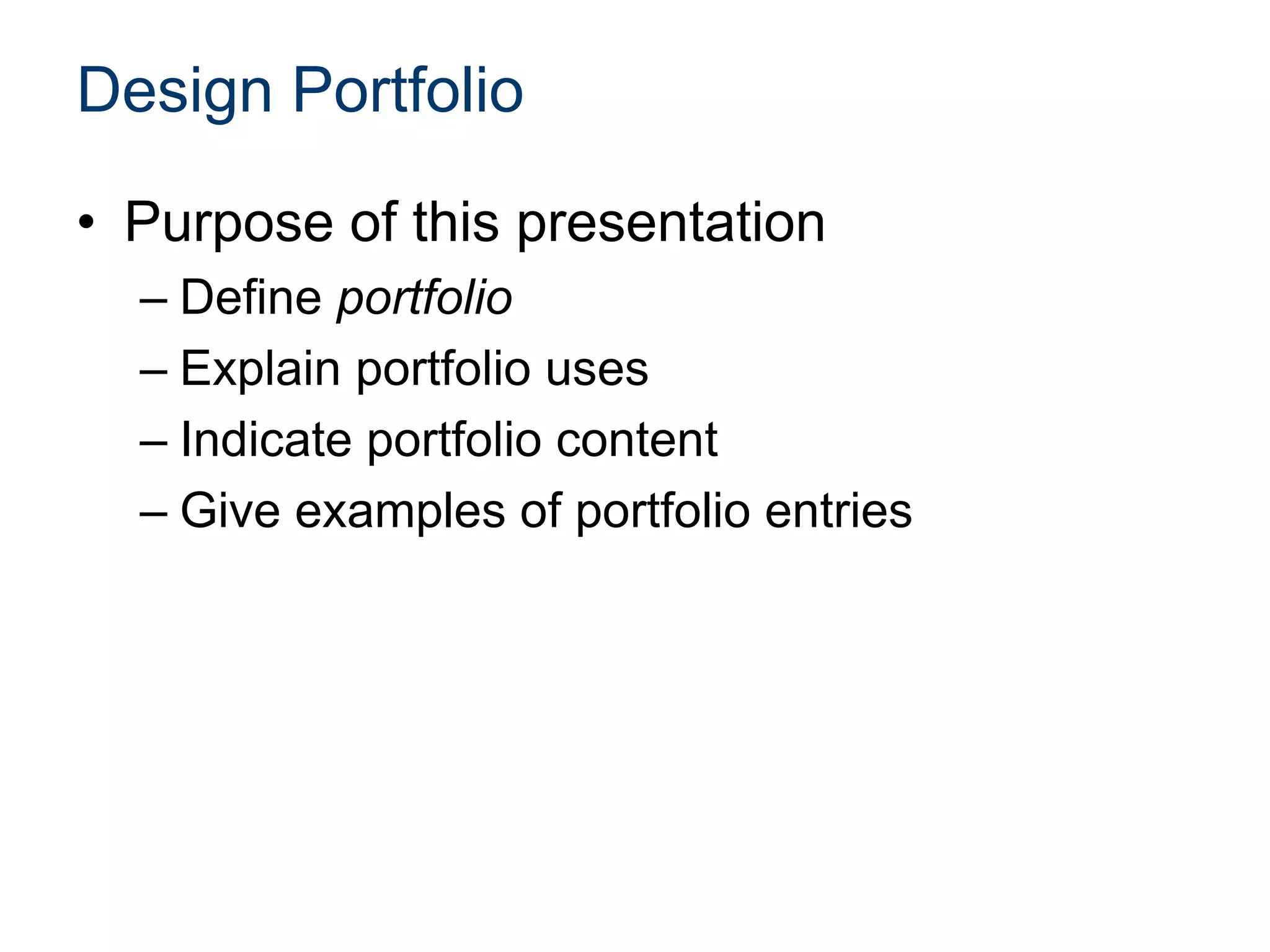 PLTW Gateway portfolios overview | PPTX