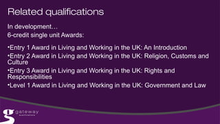 Gateway Qualifications - Entry Level 3 and Level 1 Award in British ...