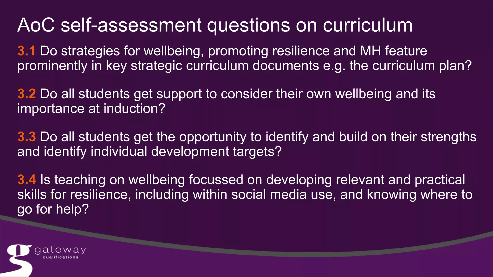 Gateway qualifications - Entry Level 3 and Level 1 Award in Mental ...