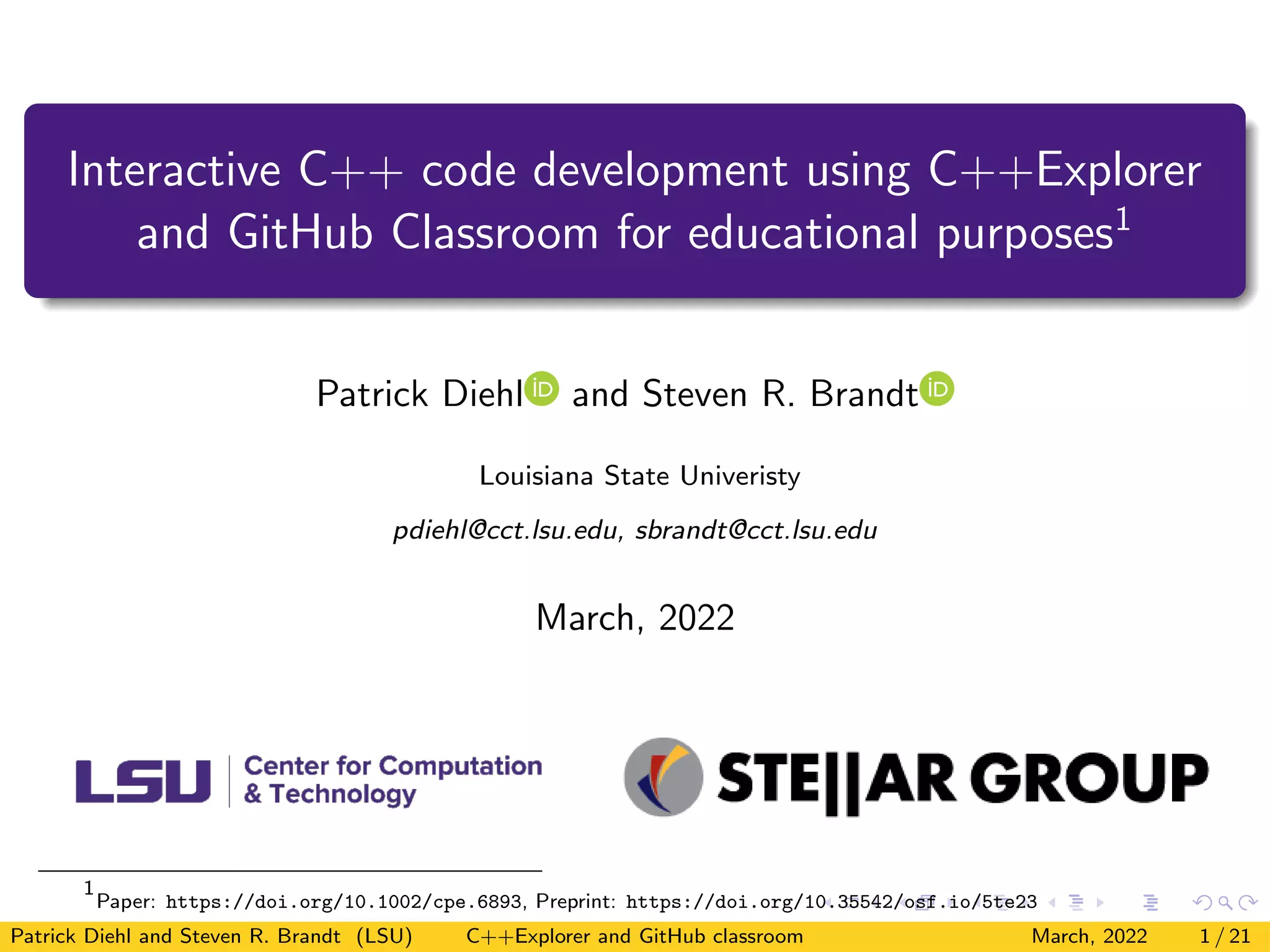 Interactive C++ code development using C++Explorer and GitHub Classroom ...