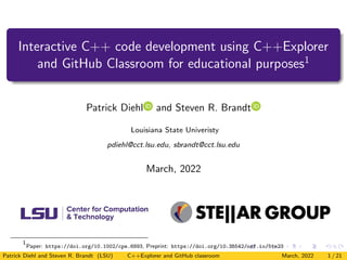 Interactive C++ code development using C++Explorer and GitHub Classroom for educational purposes ...