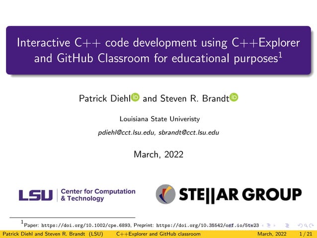 Interactive C++ code development using C++Explorer and GitHub Classroom ...
