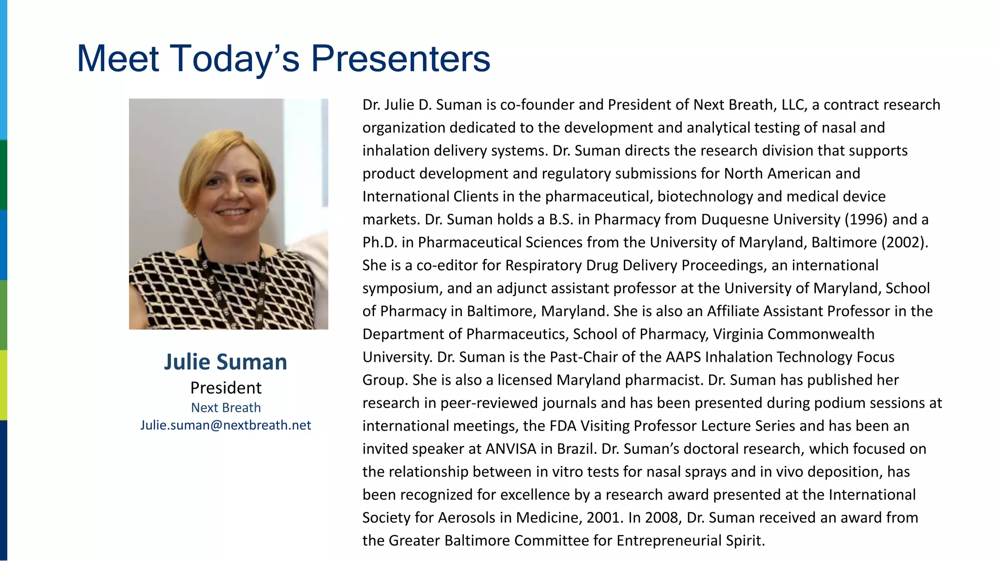 Gateway Webinar: Strategies for Biowaiver Application for Generic Nasal ...