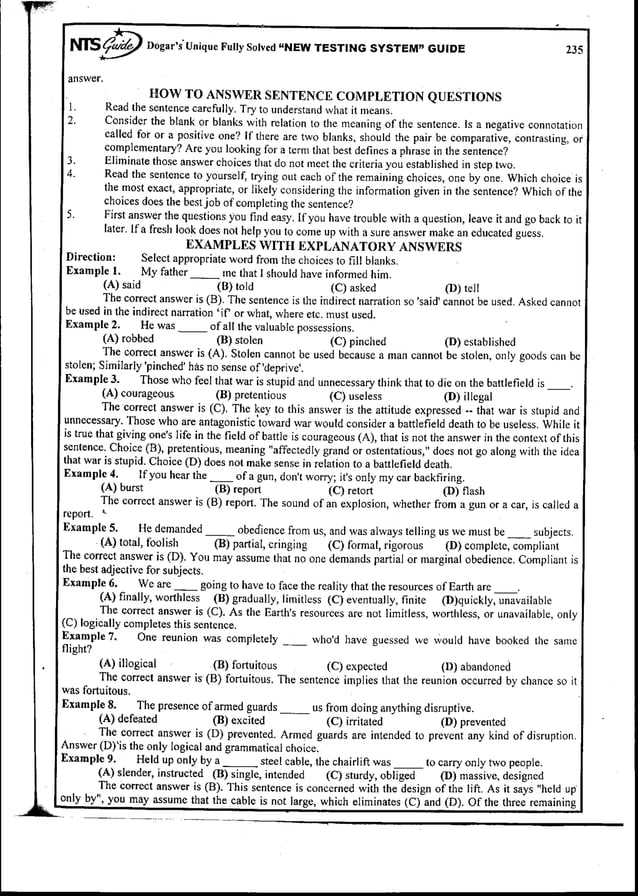 GAT & NTS - Verbal Ability | PDF