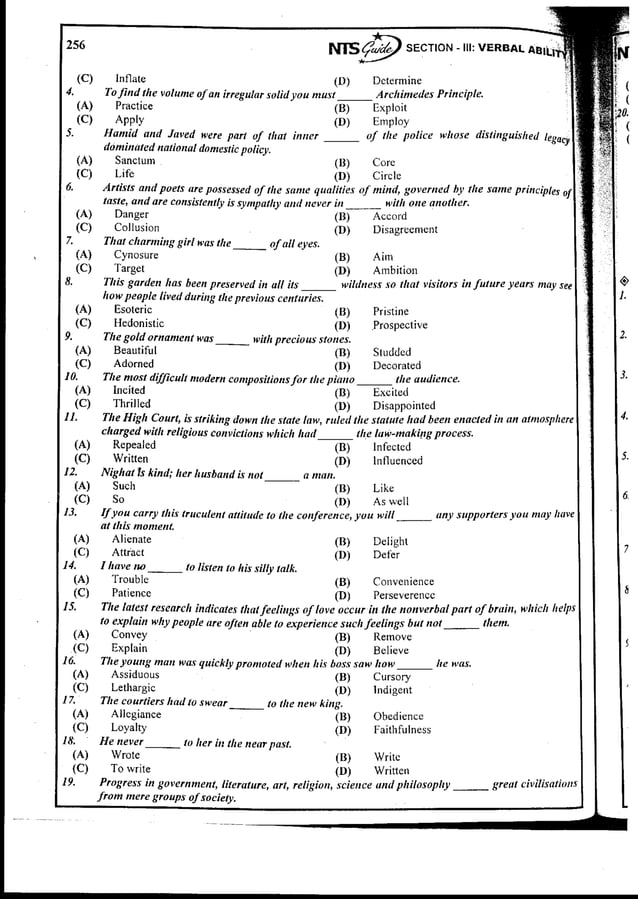 GAT & NTS - Verbal Ability | PDF