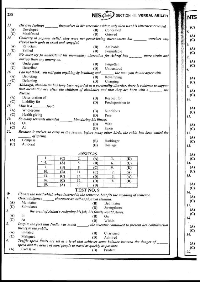 GAT & NTS - Verbal Ability | PDF