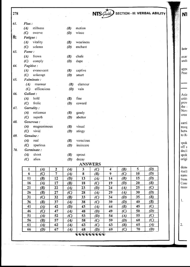 GAT & NTS - Verbal Ability | PDF