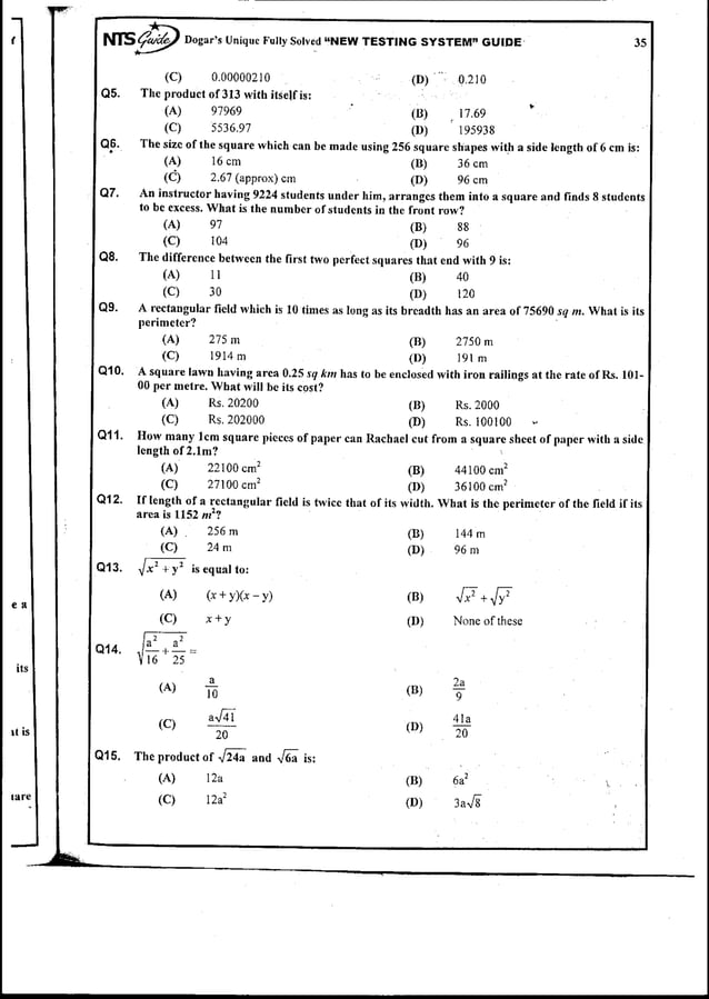GAT & NTS - Quantitative Ability | PDF