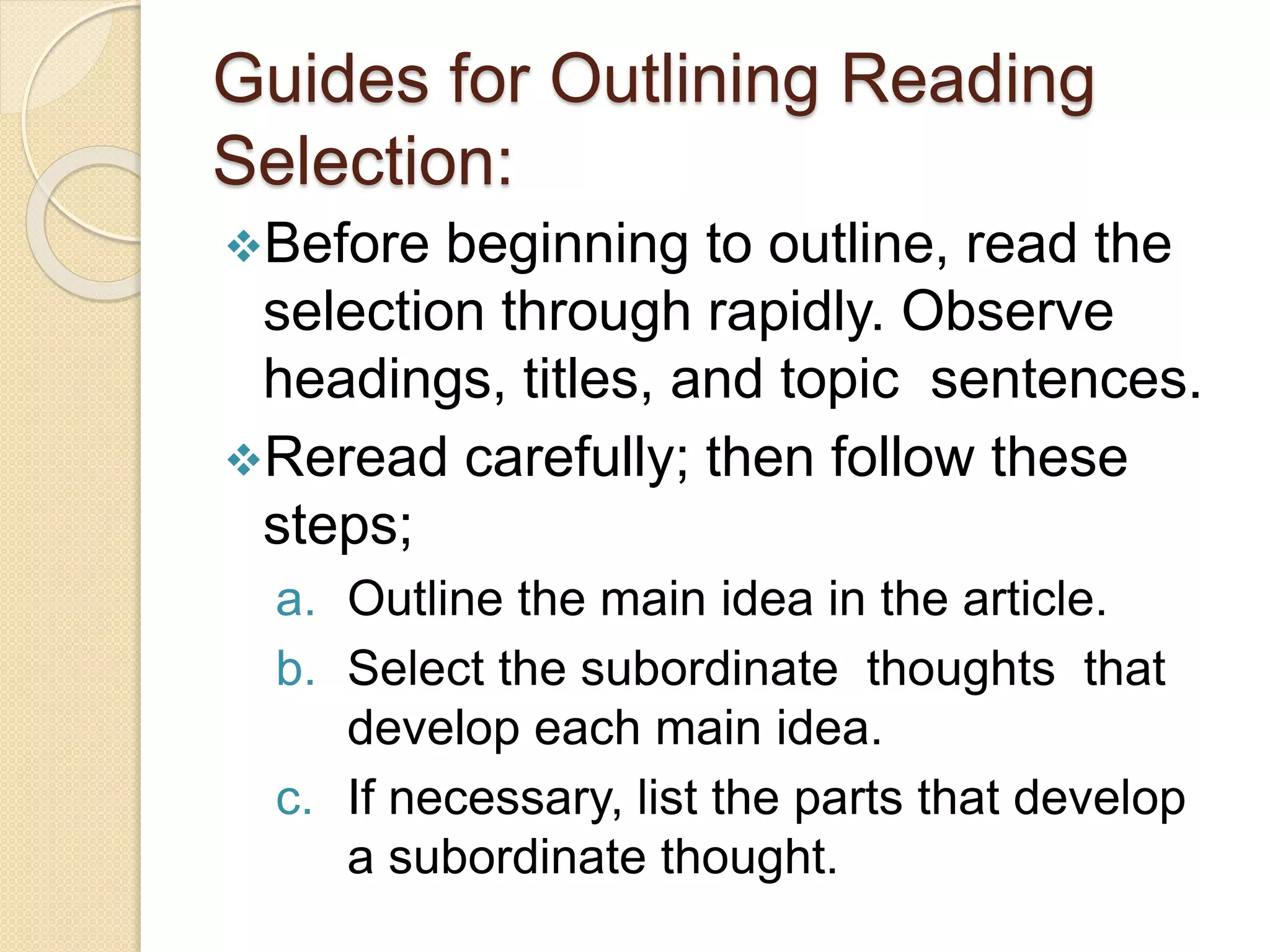 Gathering and organizing information developental reading | PPTX