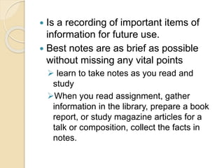 Gathering and organizing information developental reading | PPT