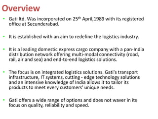 Gati | PPTX | Logistics and Transportation Industry | Industries