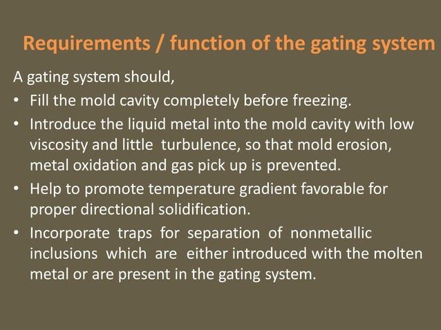 Gating system :- CASTING PROCESSES | PPTX | Geology | Science