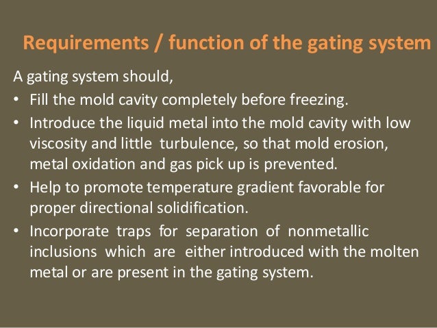 Gating system :- CASTING PROCESSES