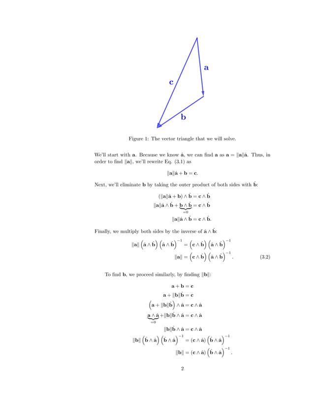 Solution of a Vector-Triangle Problem Via Geometric (Clifford) Algebra ...