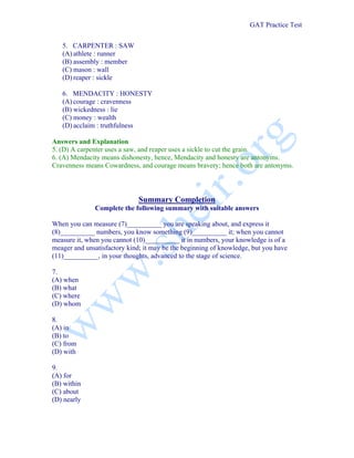 Gat sample paper | PDF