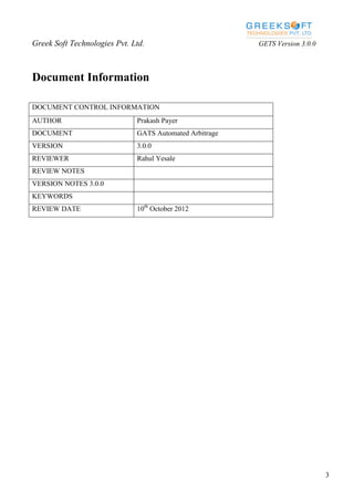 Greeksoft GATS Automated Arbitrage | PDF