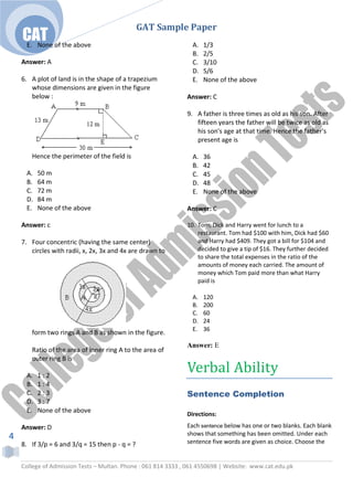GAT NTS SAMPLE PAPERS MATERIAL PART 7 | PDF