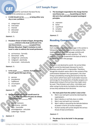 GAT NTS SAMPLE PAPERS MATERIAL PART 7 | PDF