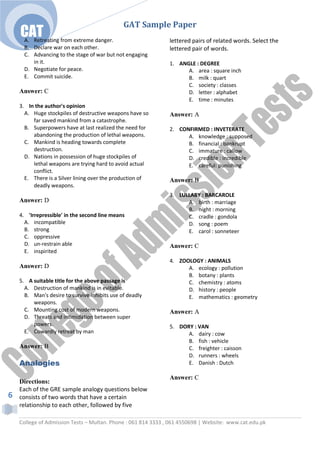 GAT NTS SAMPLE PAPERS MATERIAL PART 7 | PDF