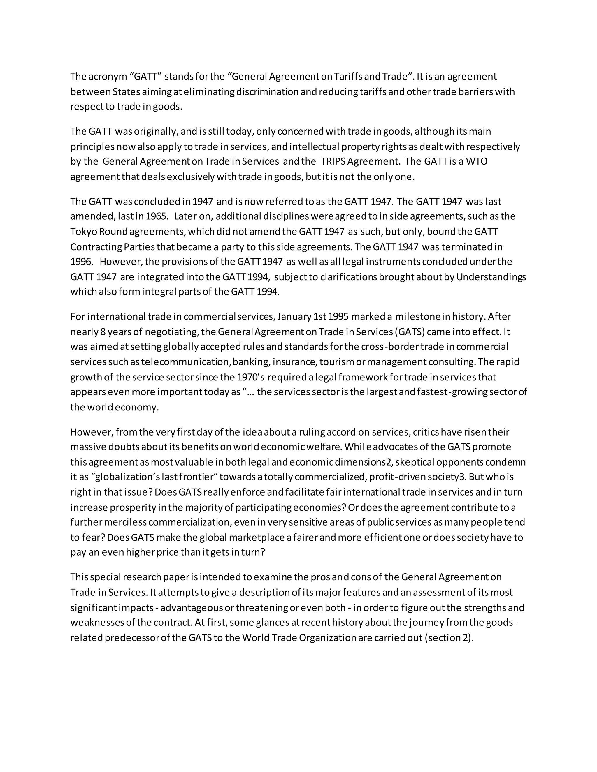 Overall review of GATT | PDF