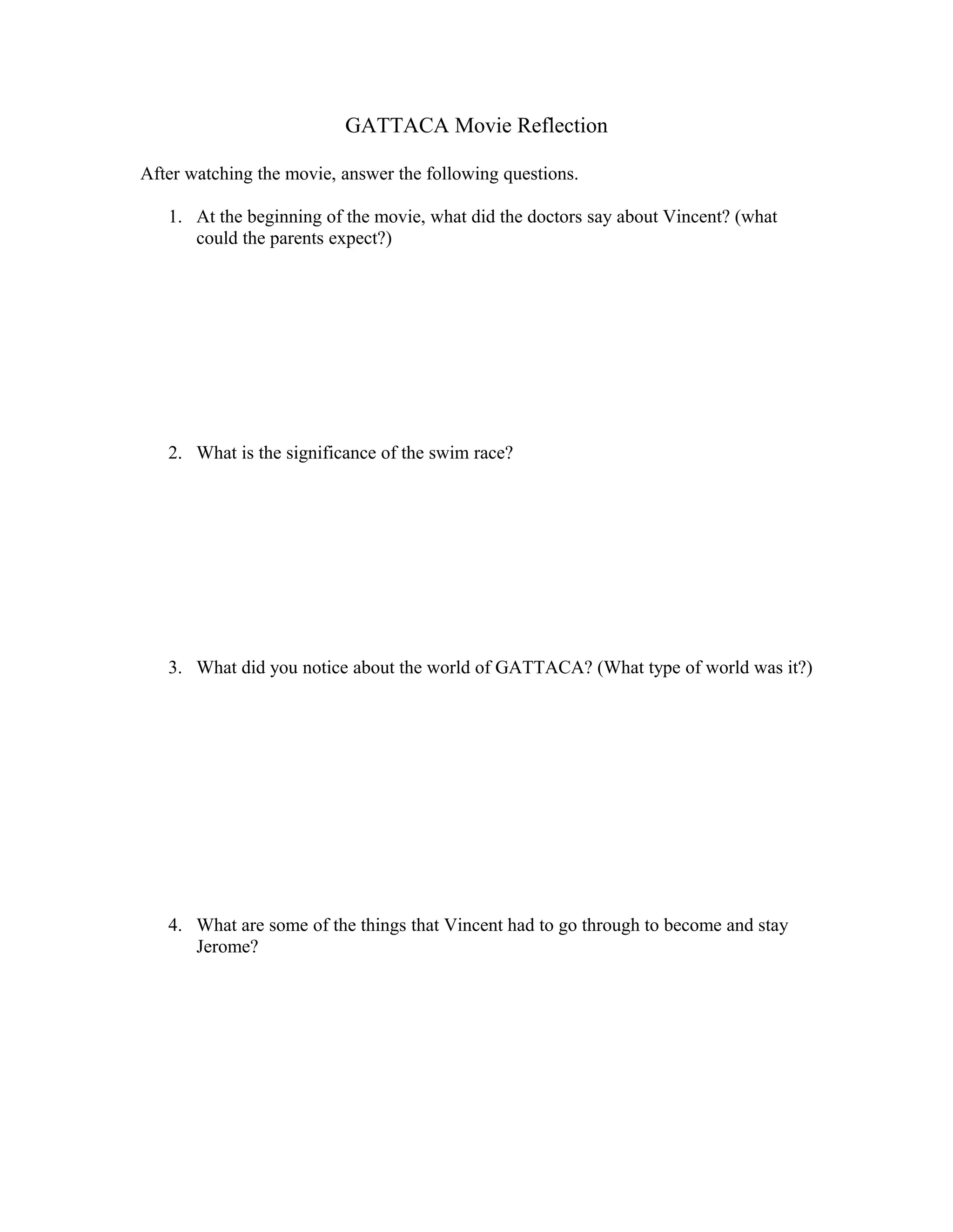 Gattaca Movie Reflection | DOC