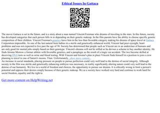 Gattaca (Summary And Analysis) Essay | PPT