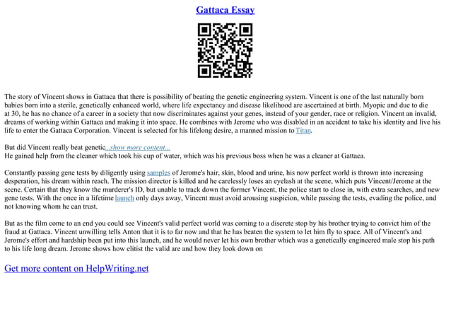 Gattaca (Summary And Analysis) Essay | PDF | Genetics | Science