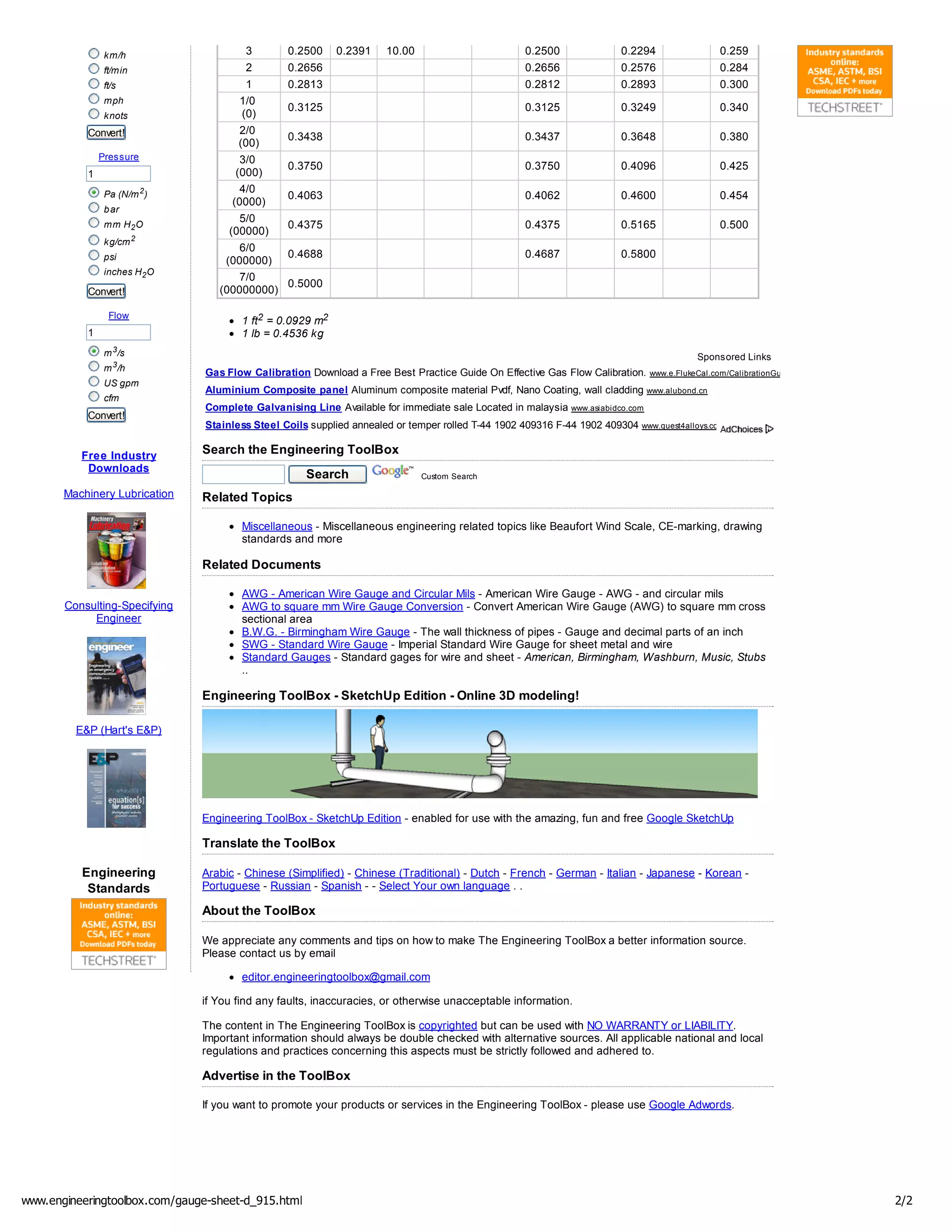Gauge and weight chart | PDF