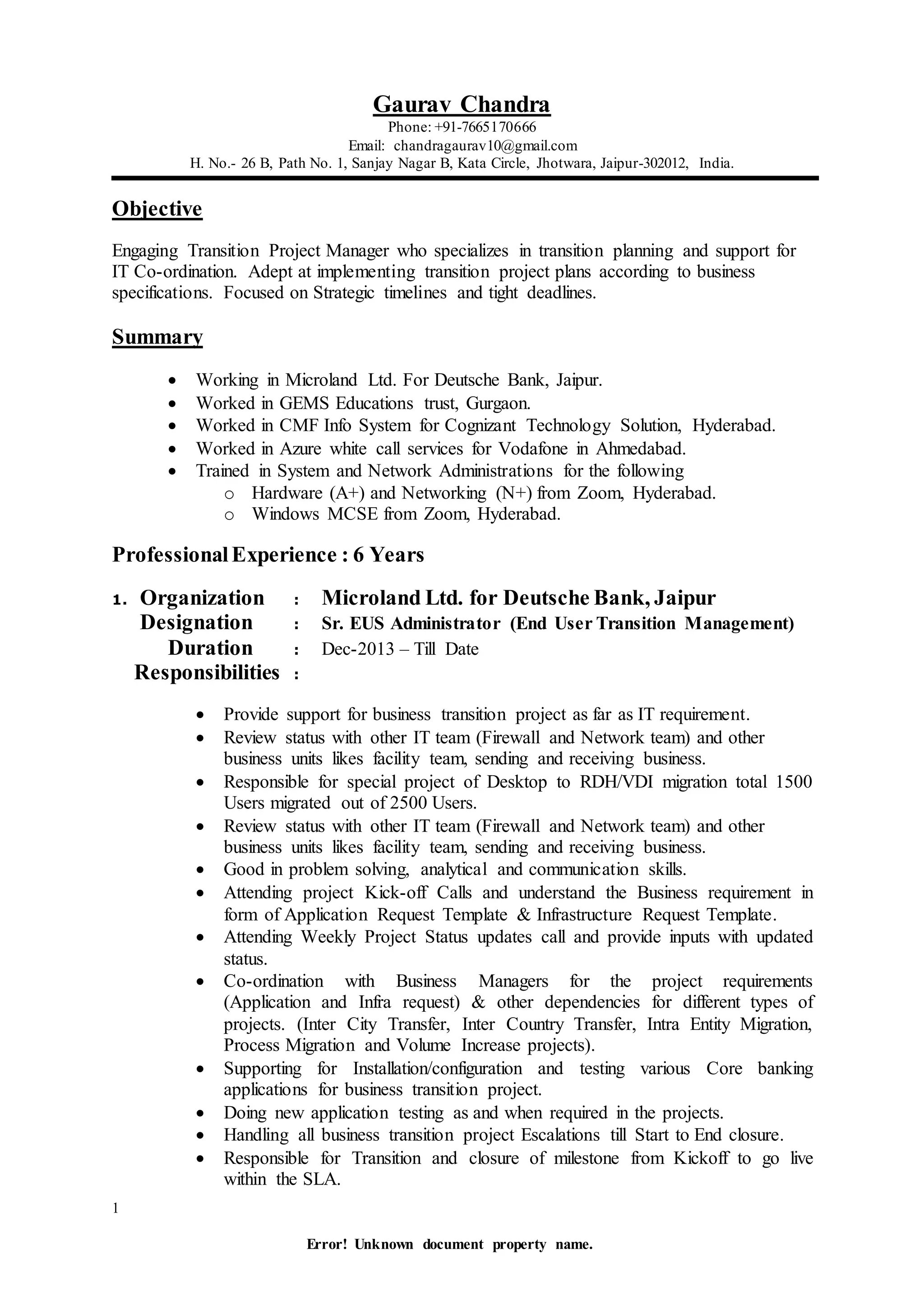 Gaurav chandra resume | PDF