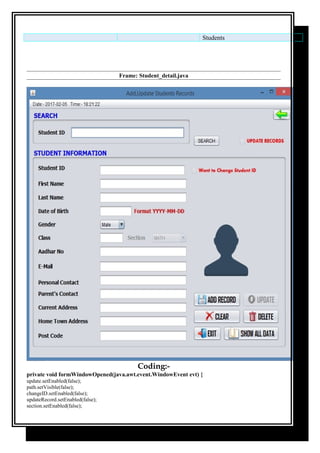 class 12 board project on database connectivity (java to SQL) | DOC