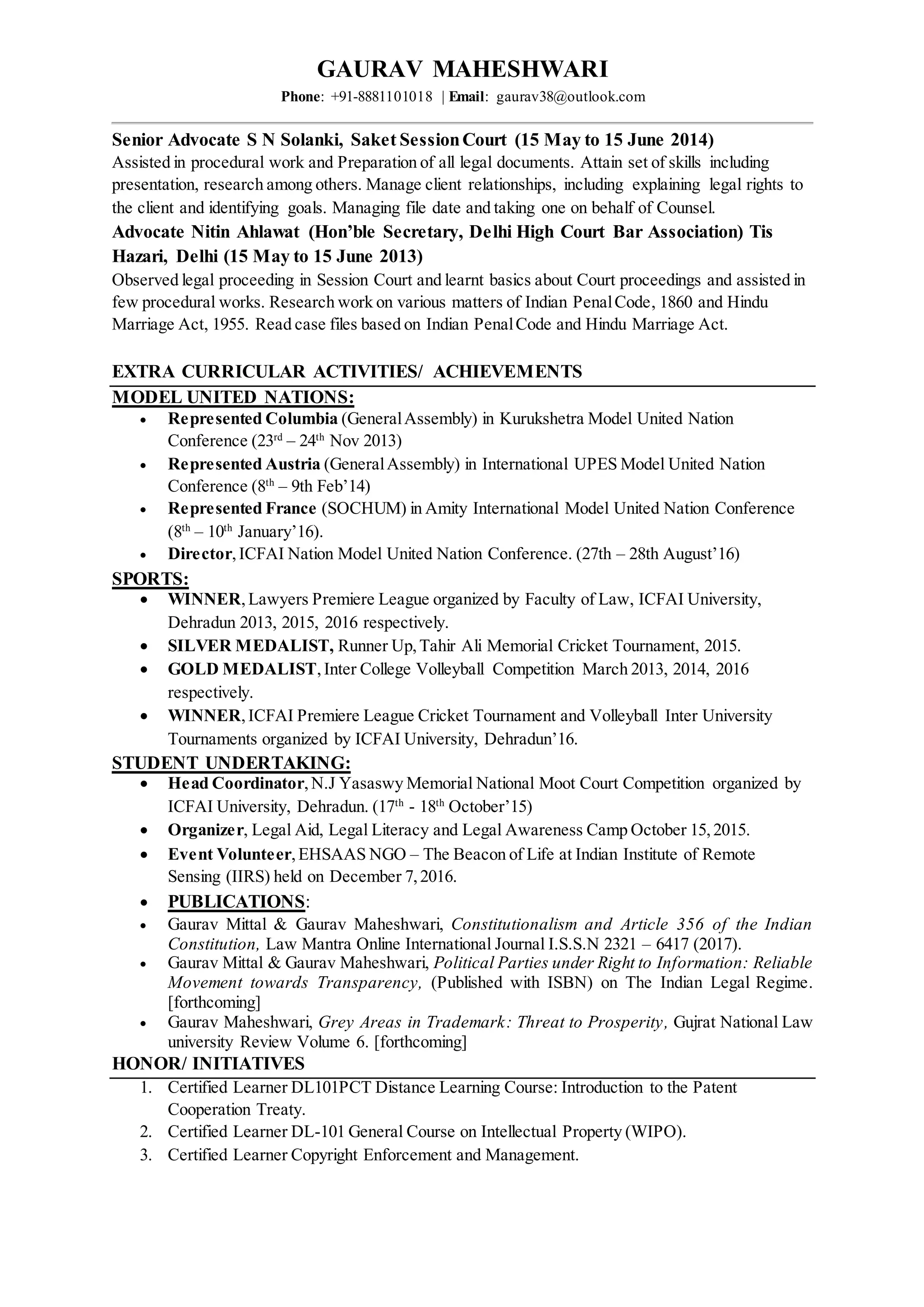 Gaurav maheshwari resume | DOCX