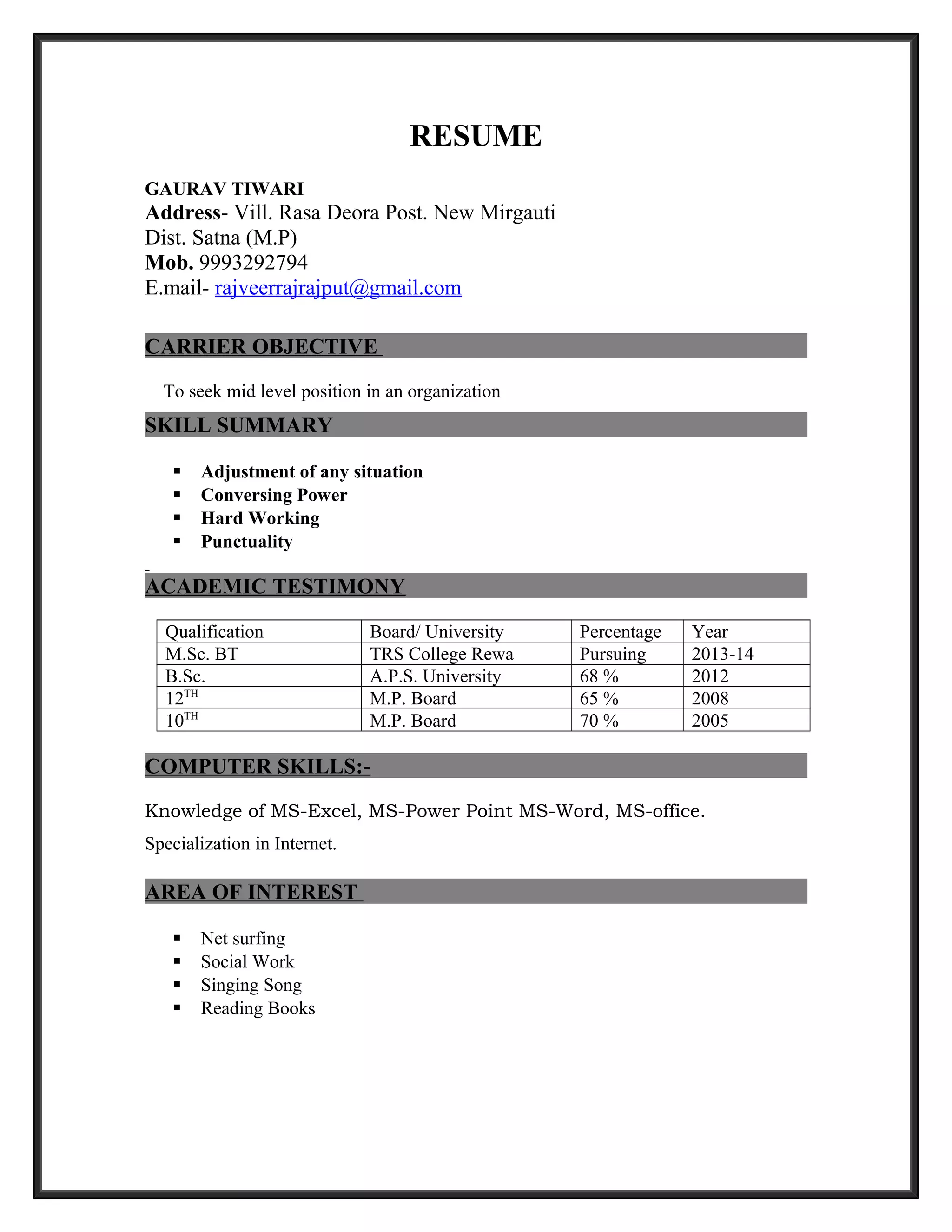 Gaurav resume | PDF