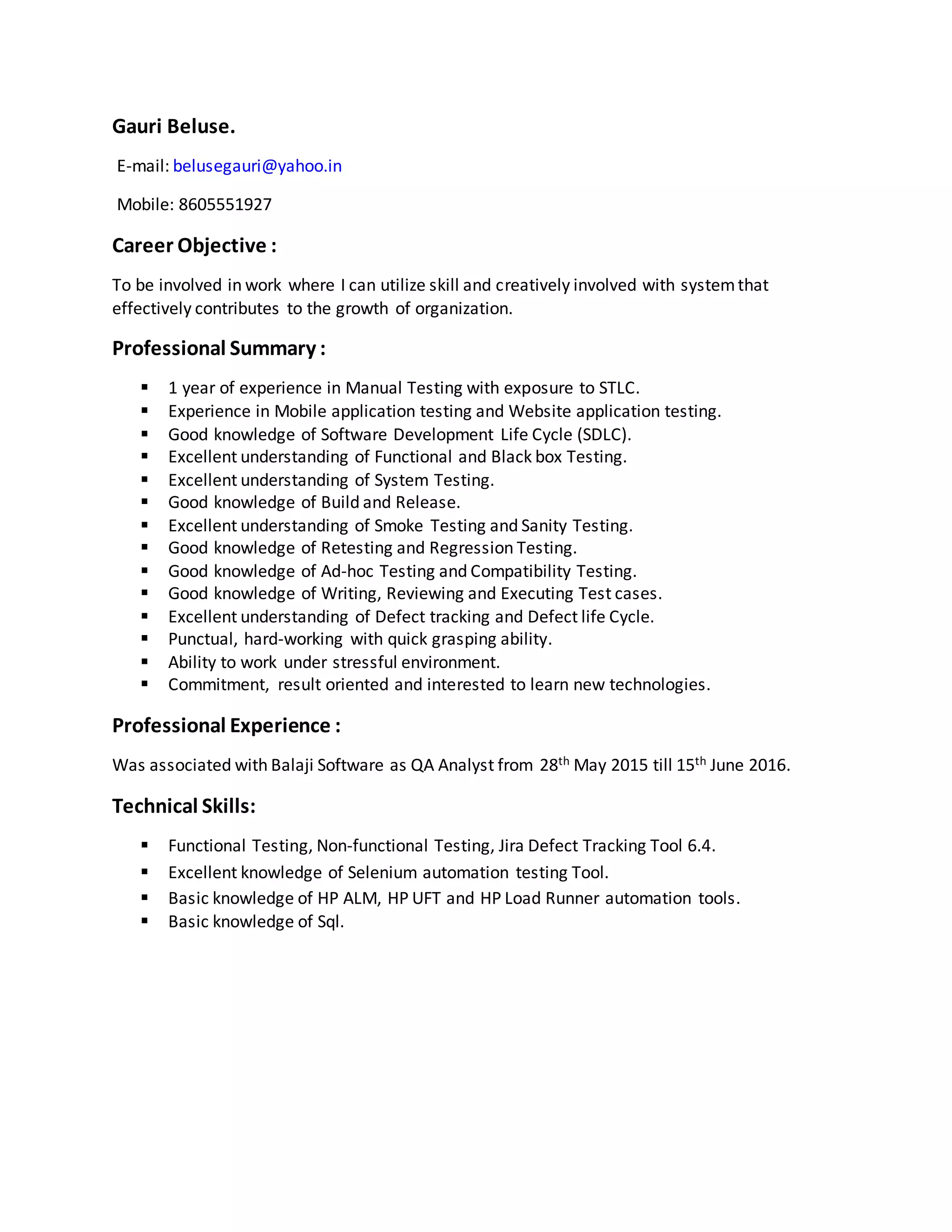 Gauri beluse resume | DOCX