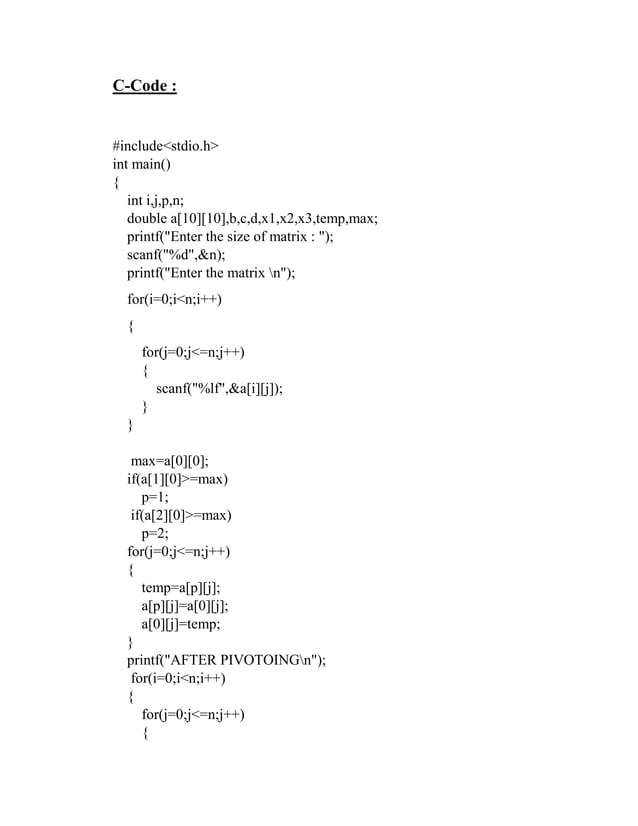 Gauss Elimination Method With Partial Pivoting | PDF | Physics | Science