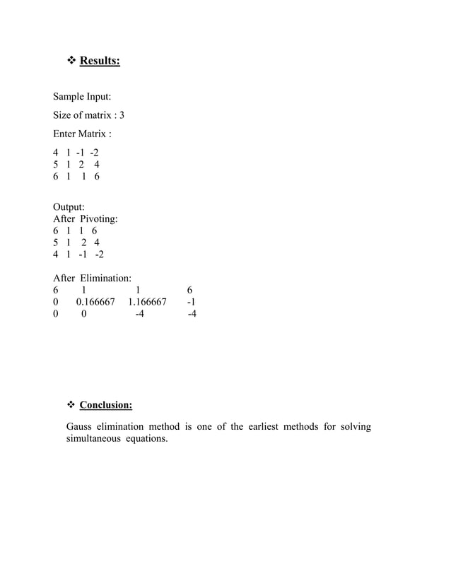 Gauss Elimination Method With Partial Pivoting