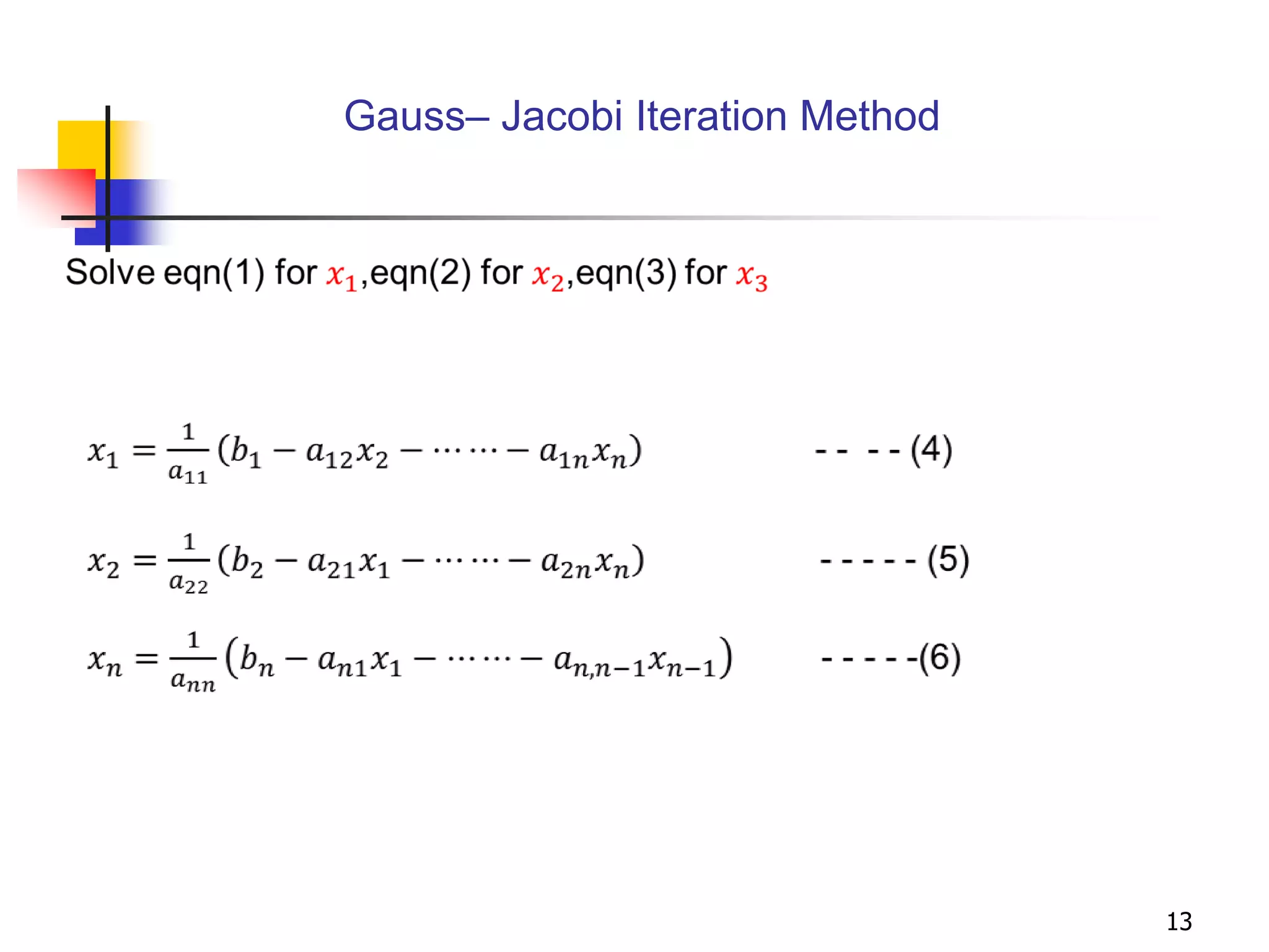 Numerical Methods Iterative Methodsindirect Method Ppt
