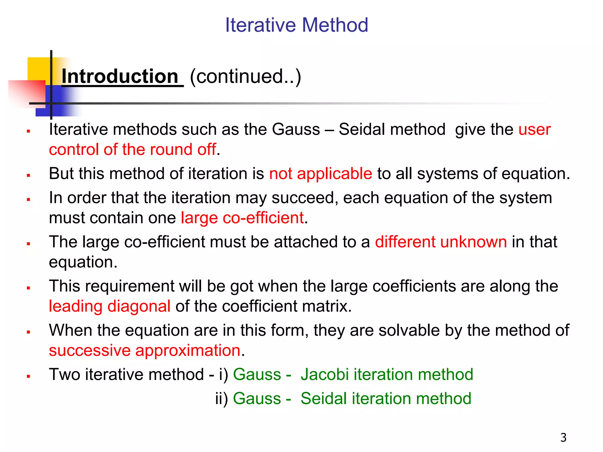 Numerical Methods Iterative Methodsindirect Method Ppt