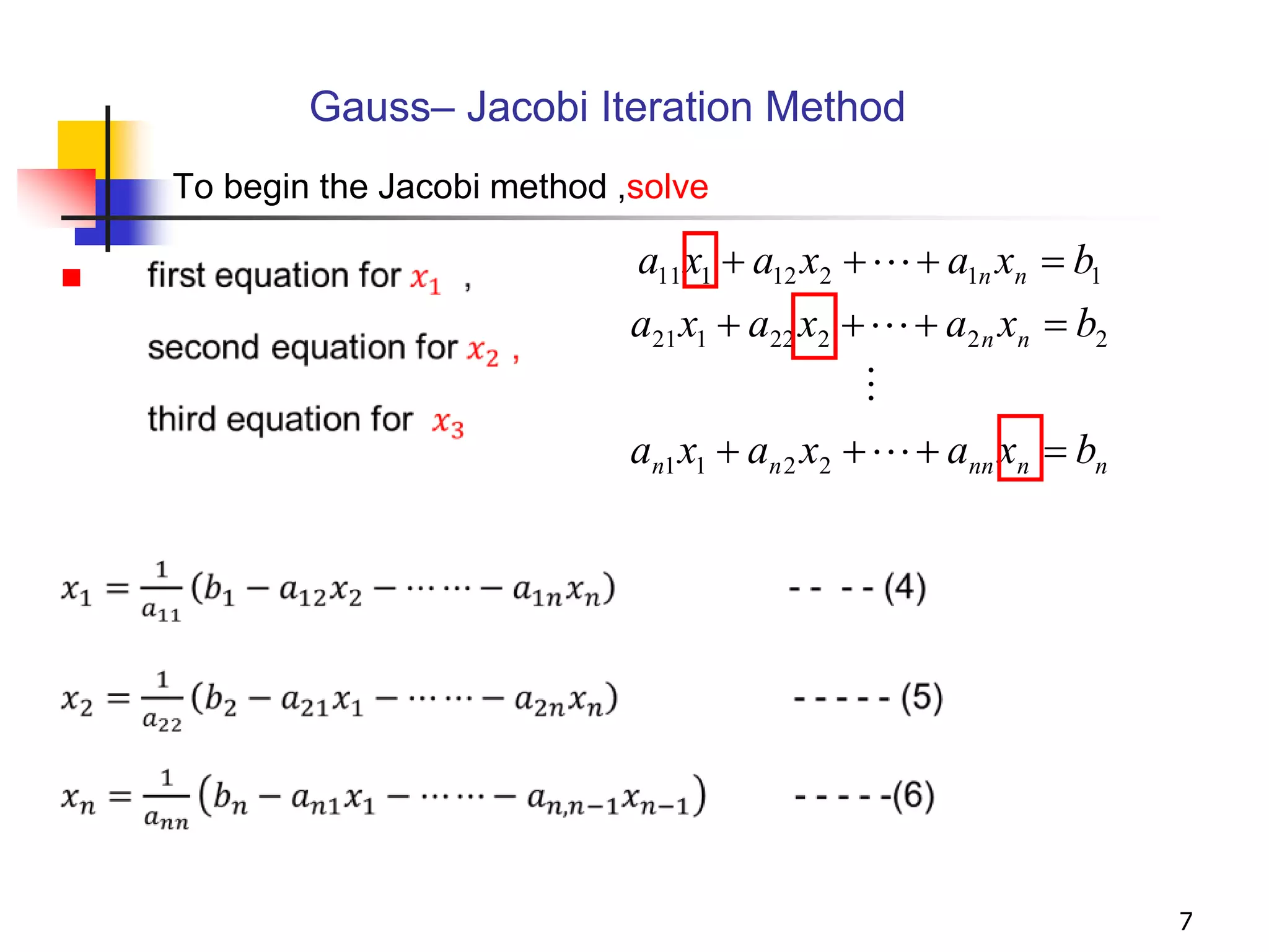 Numerical Methods Iterative Methodsindirect Method Ppt