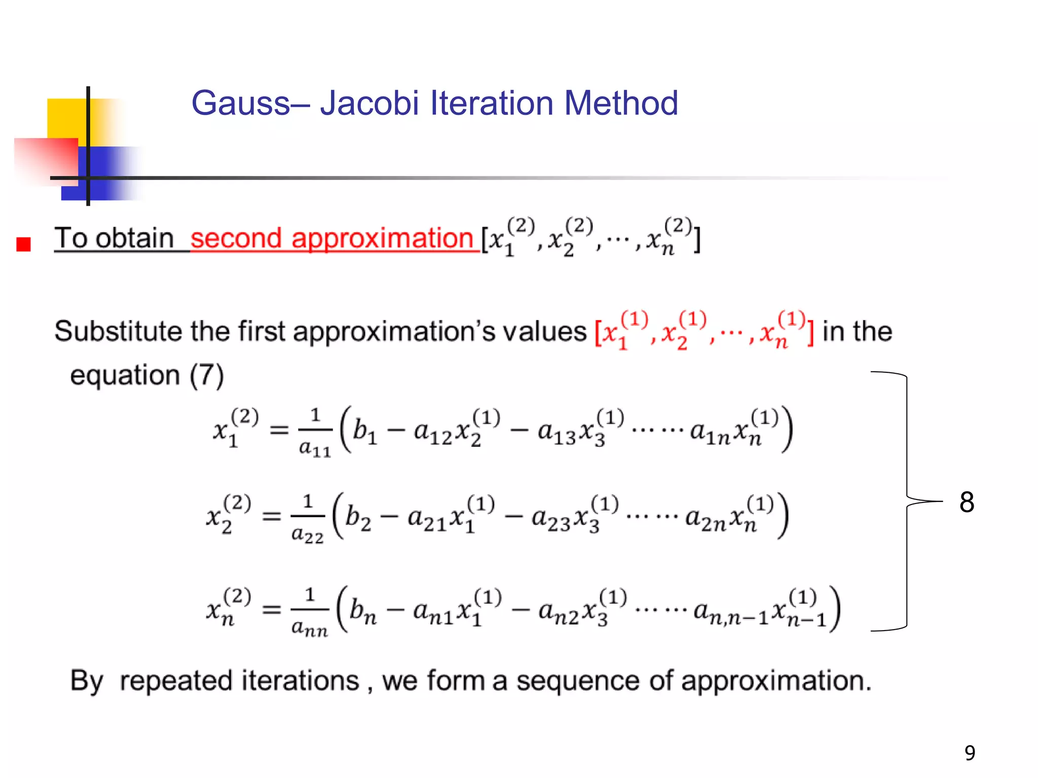 Numerical Methods Iterative Methodsindirect Method Ppt